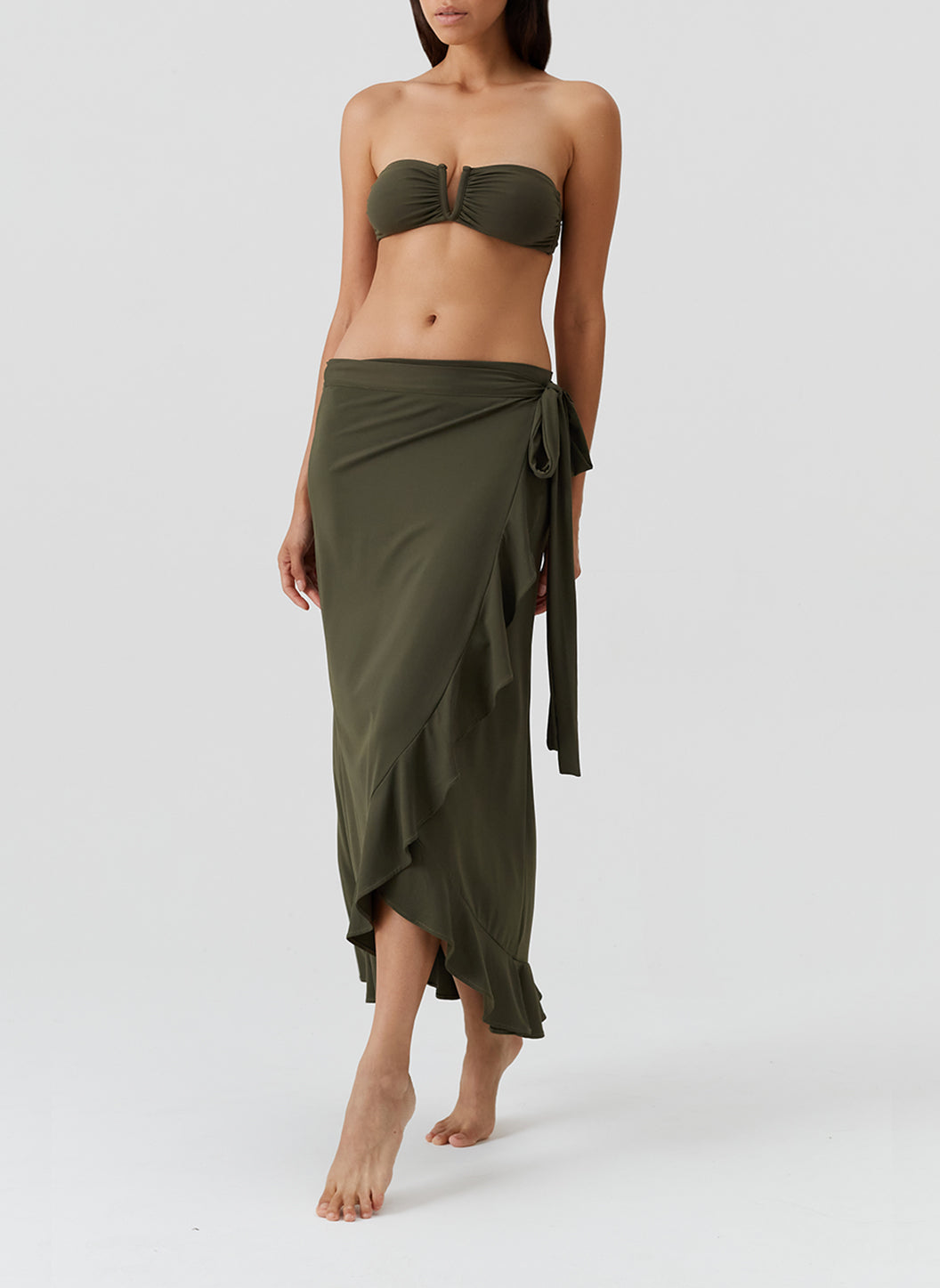 Cassidy Olive Midi Wrap Skirt | Official Site
