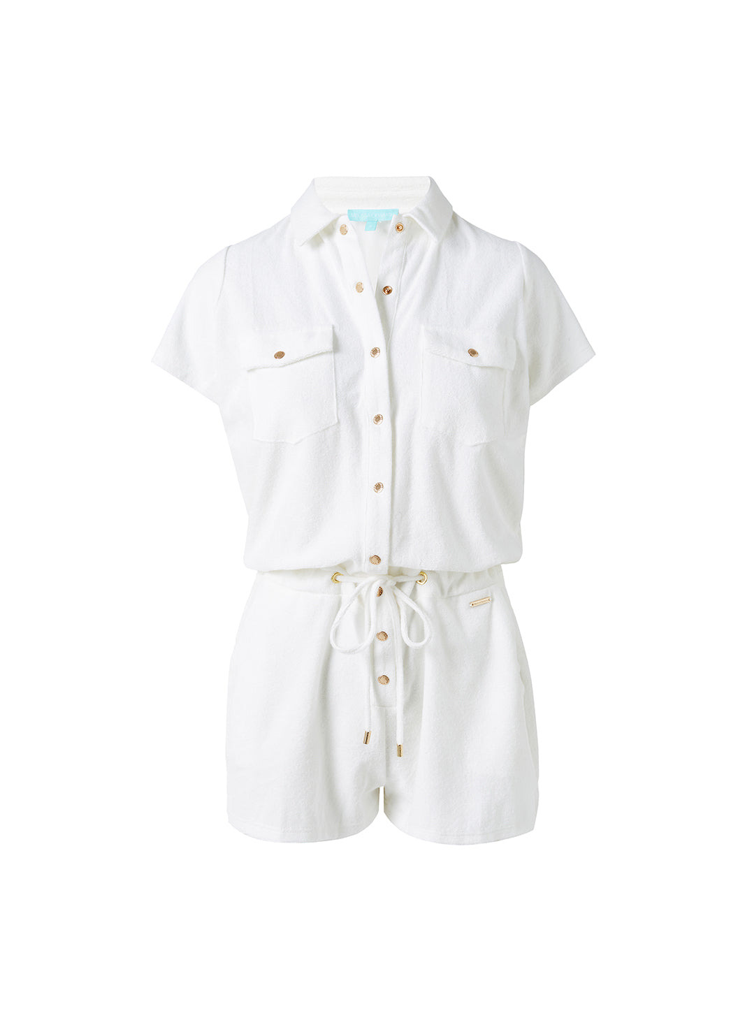 Cheryl White Terry Button Up Romper | Official US Site