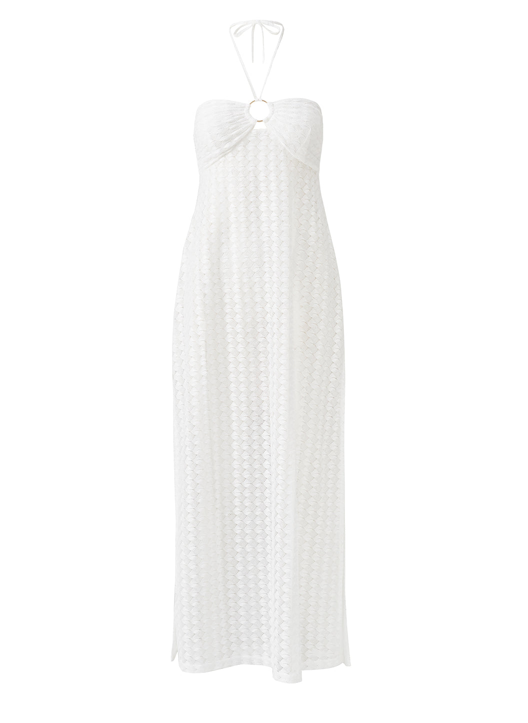 Harriet White Halter Long Knit Dress | Official Site
