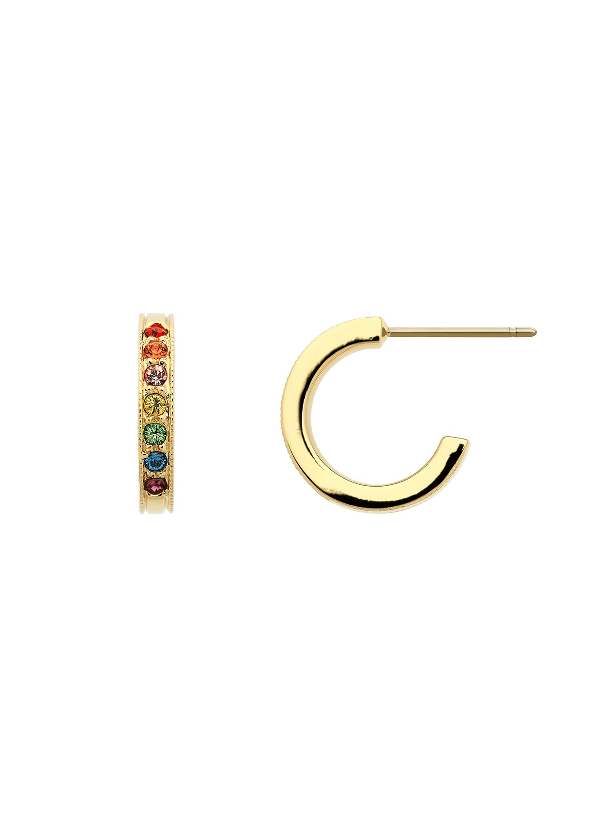 Gold rainbow hoop earrings store