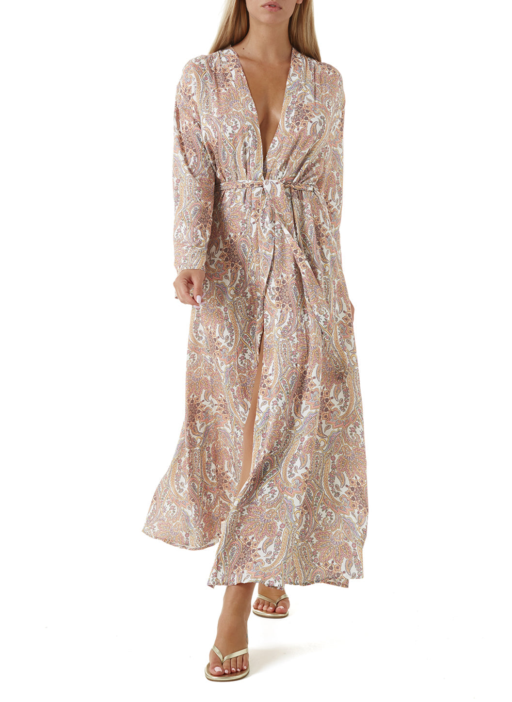 Melissa Odabash Marianna Boho Open Front Long Kaftan | Official Website
