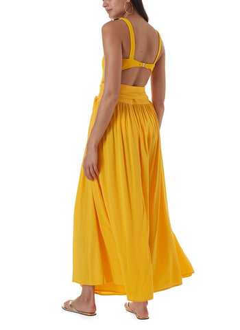 Elsa Apricot Belted Maxi Skirt